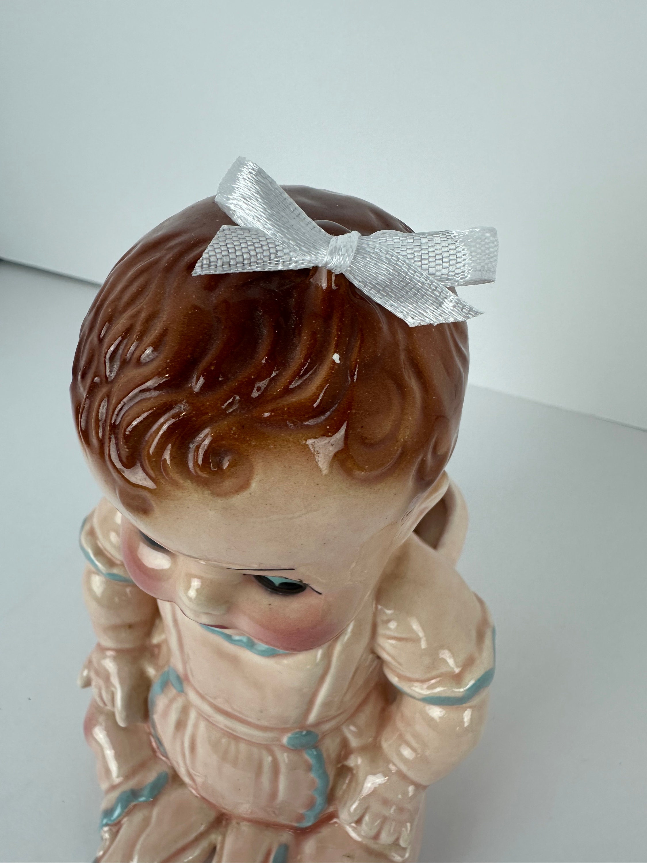 Vintage Ceramic Porcelain Baby Child Planter Figurine Shiny Gloss ...