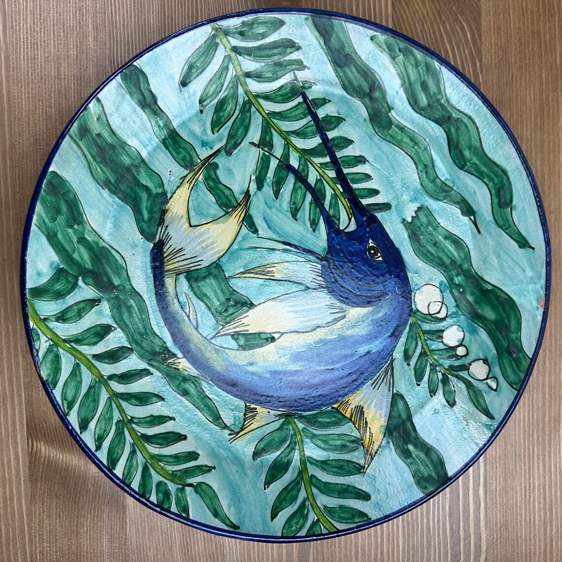 Talavera Mexican Pottery Display Plate Tray Sword Fish Painted - Etsy