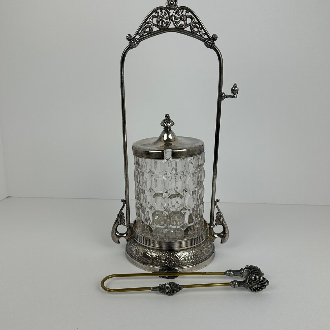 Victorian Antique Pickle Castor Jar Set With Stand Tongs Meriden Silver ...