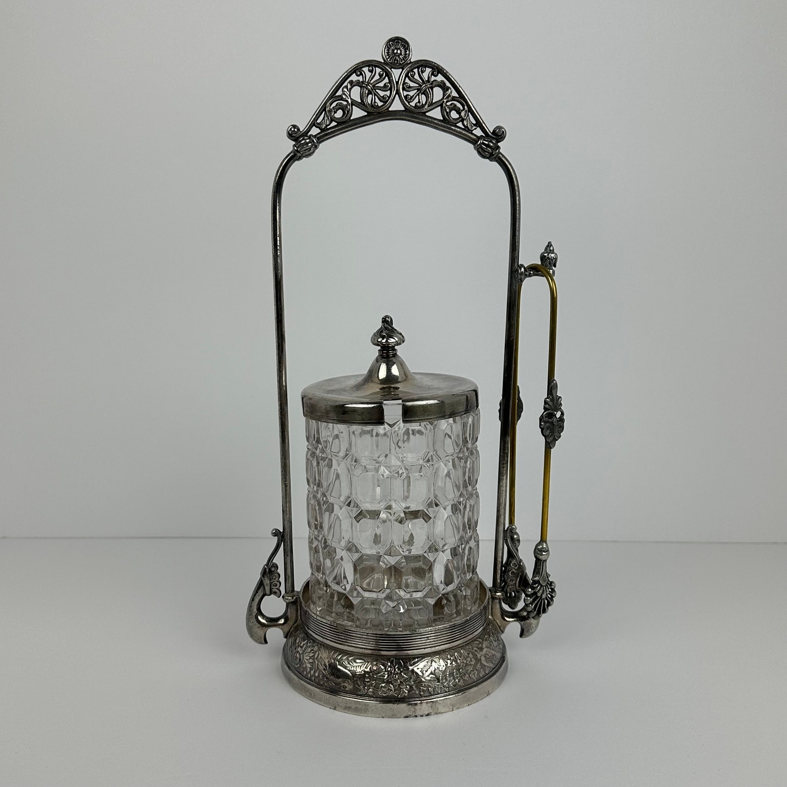 Victorian Antique Pickle Castor Jar Set With Stand Tongs Meriden Silver ...