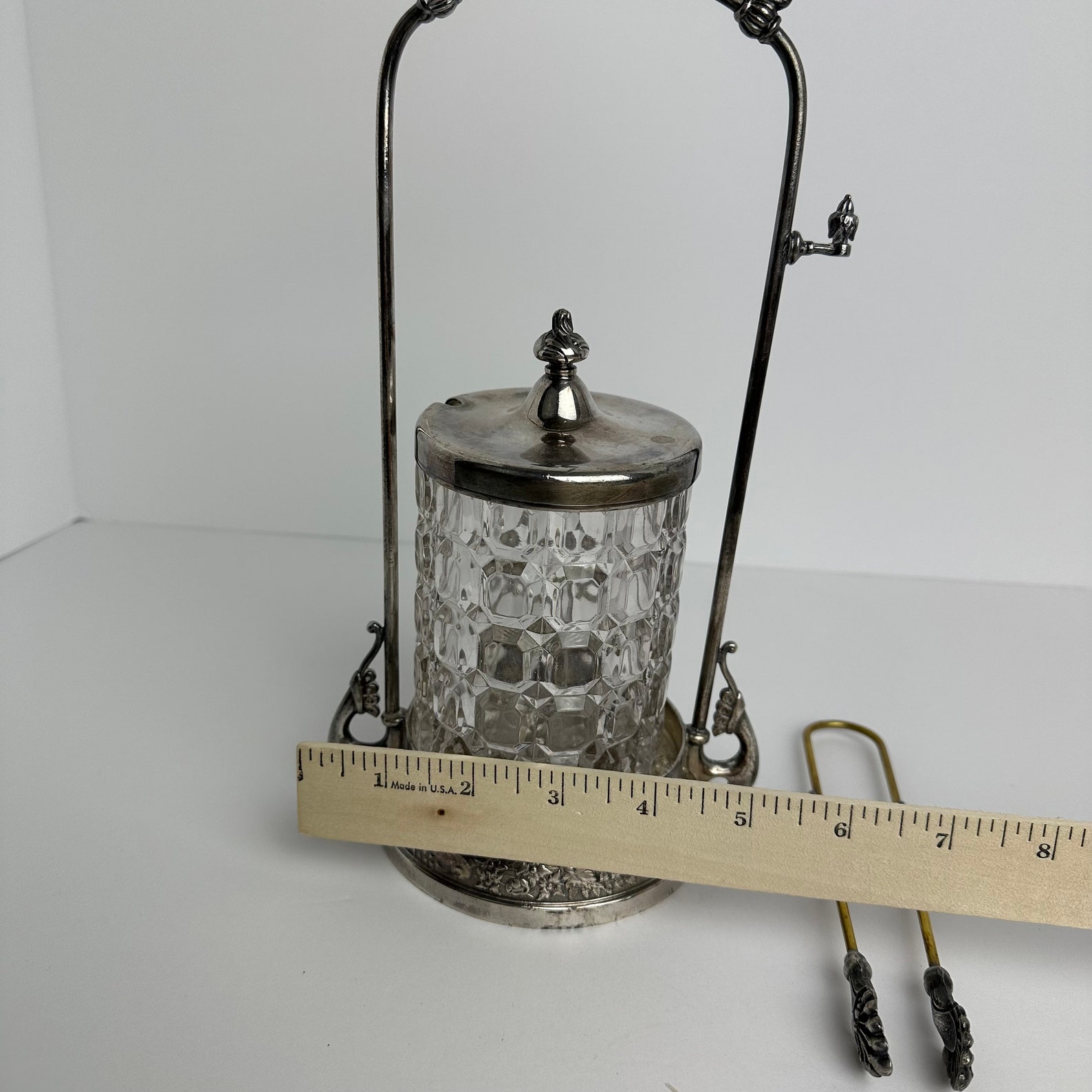 Victorian Antique Pickle Castor Jar Set With Stand Tongs Meriden Silver ...