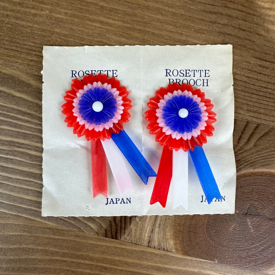 WWII Mothers Victory Cockade Rosette Celluloid Hat Pins Red White Blue ...