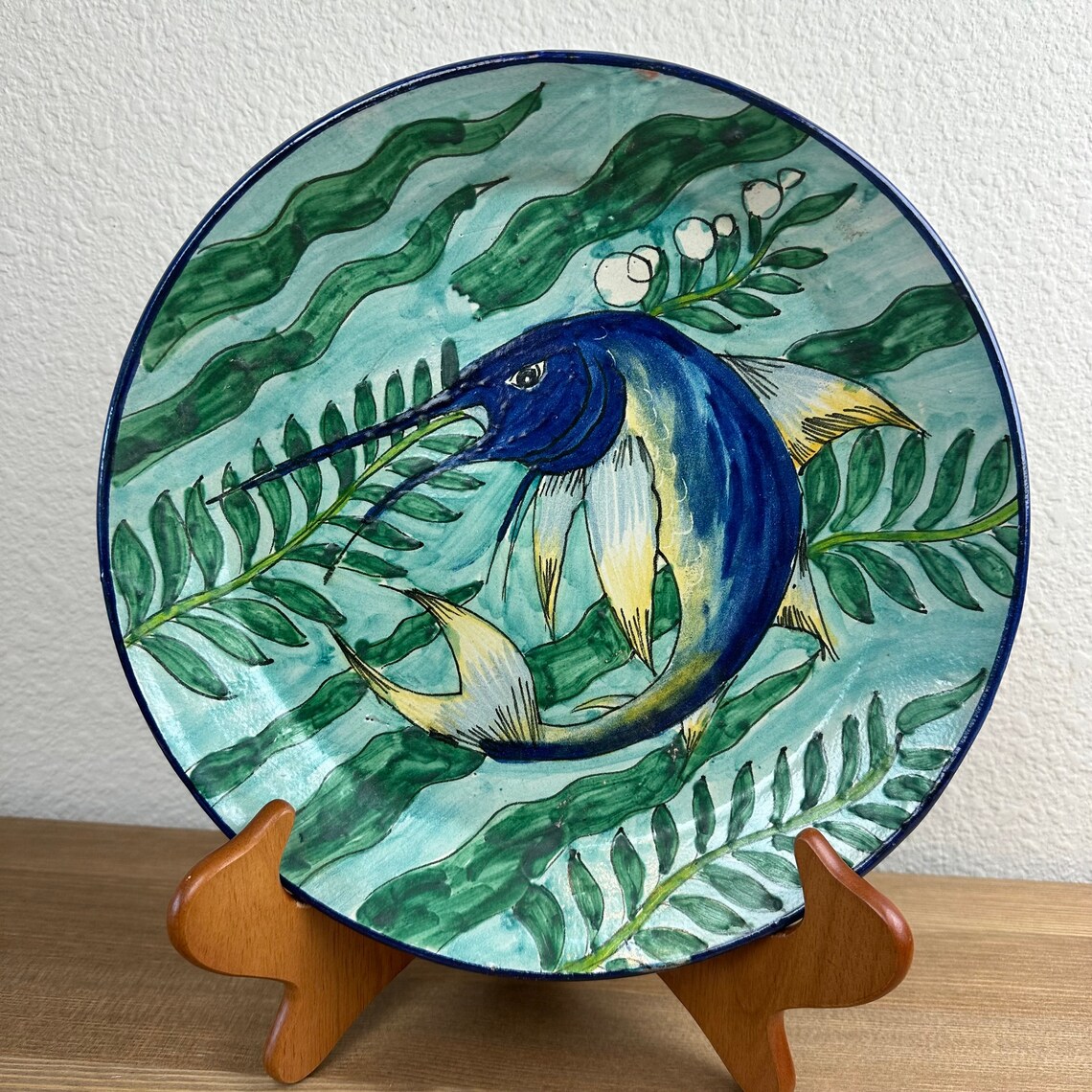 Talavera Mexican Pottery Display Plate Tray Sword Fish Painted - Etsy