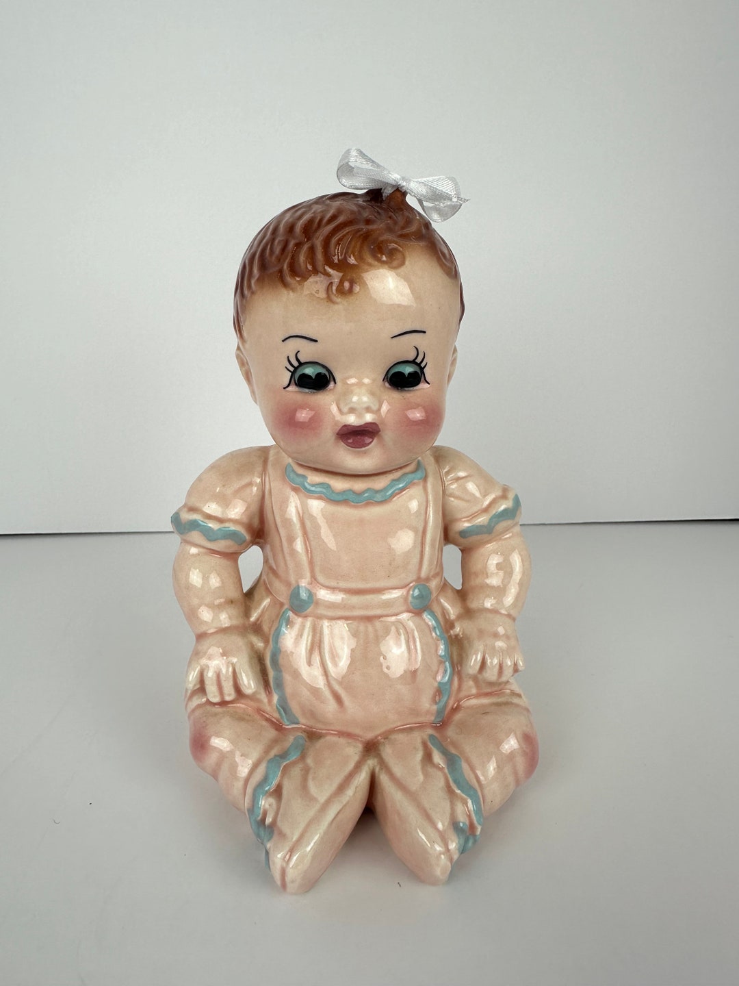 Vintage Ceramic Porcelain Baby Child Planter Figurine Shiny Gloss ...