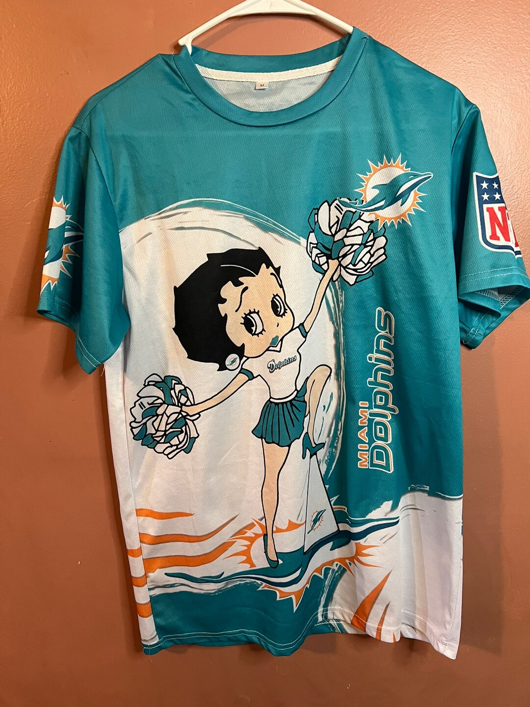 RARE Vintage Betty Boop Miami Dolphins 3D All-over Print T-shirt Size M ...
