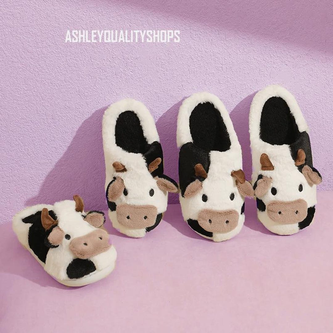 Cute Moo Cow Slippers for Home - Etsy