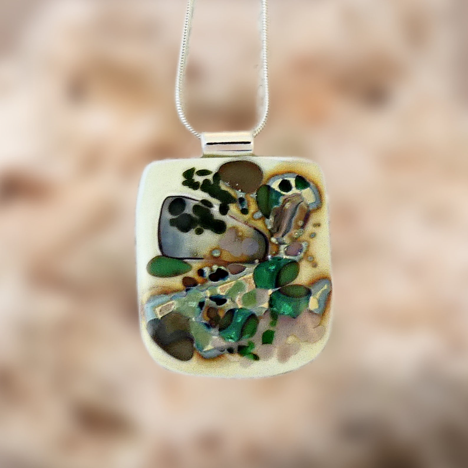 Boho With Plum reactive Nature Pendant Containing Emerald Green and ...