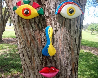 Tree Face Sculpture Eye Catching Style, Handmade by Artist, Decor ...