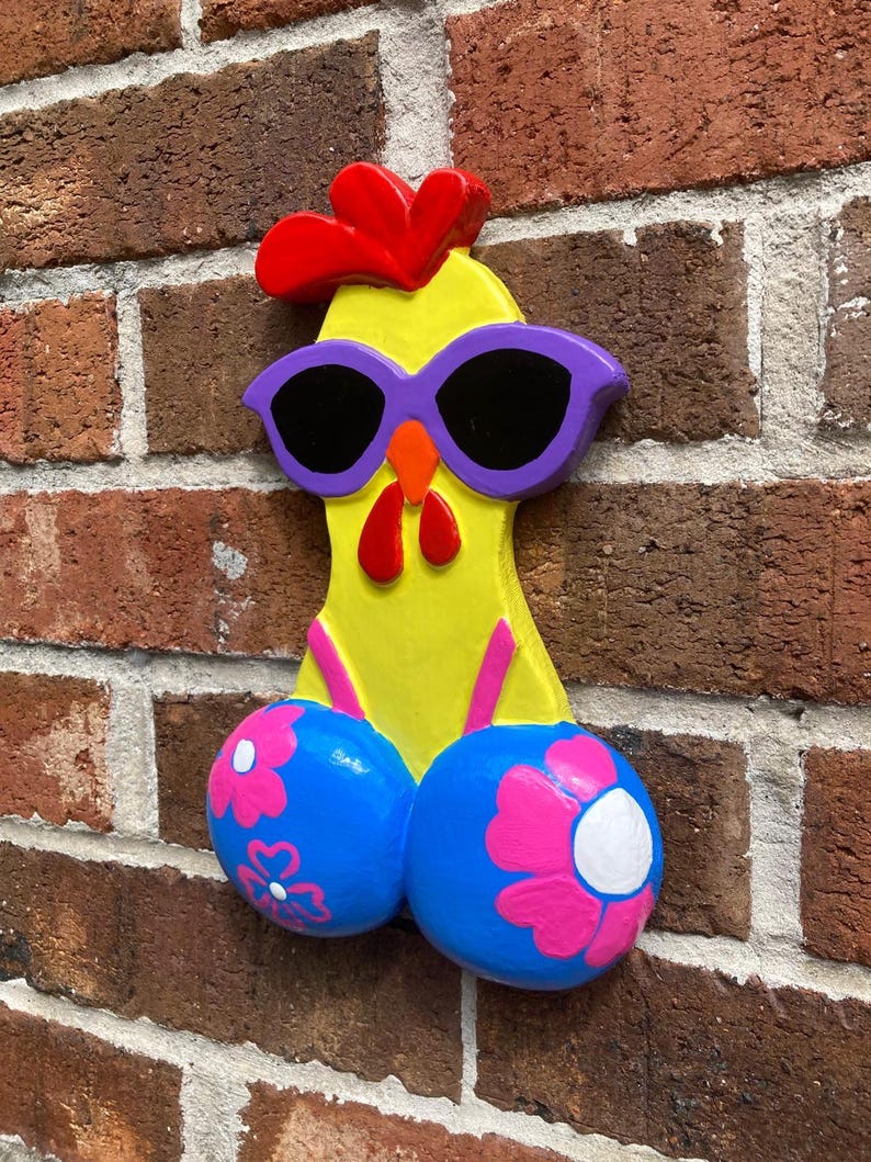 Funny Tropical Bikini Chicken With Shades- Farmhouse Decor Funny Animal ...