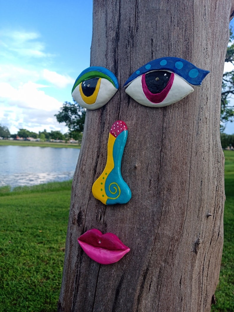 Tree Face Sculpture Eye Catching Style, Handmade by Artist, Decor ...