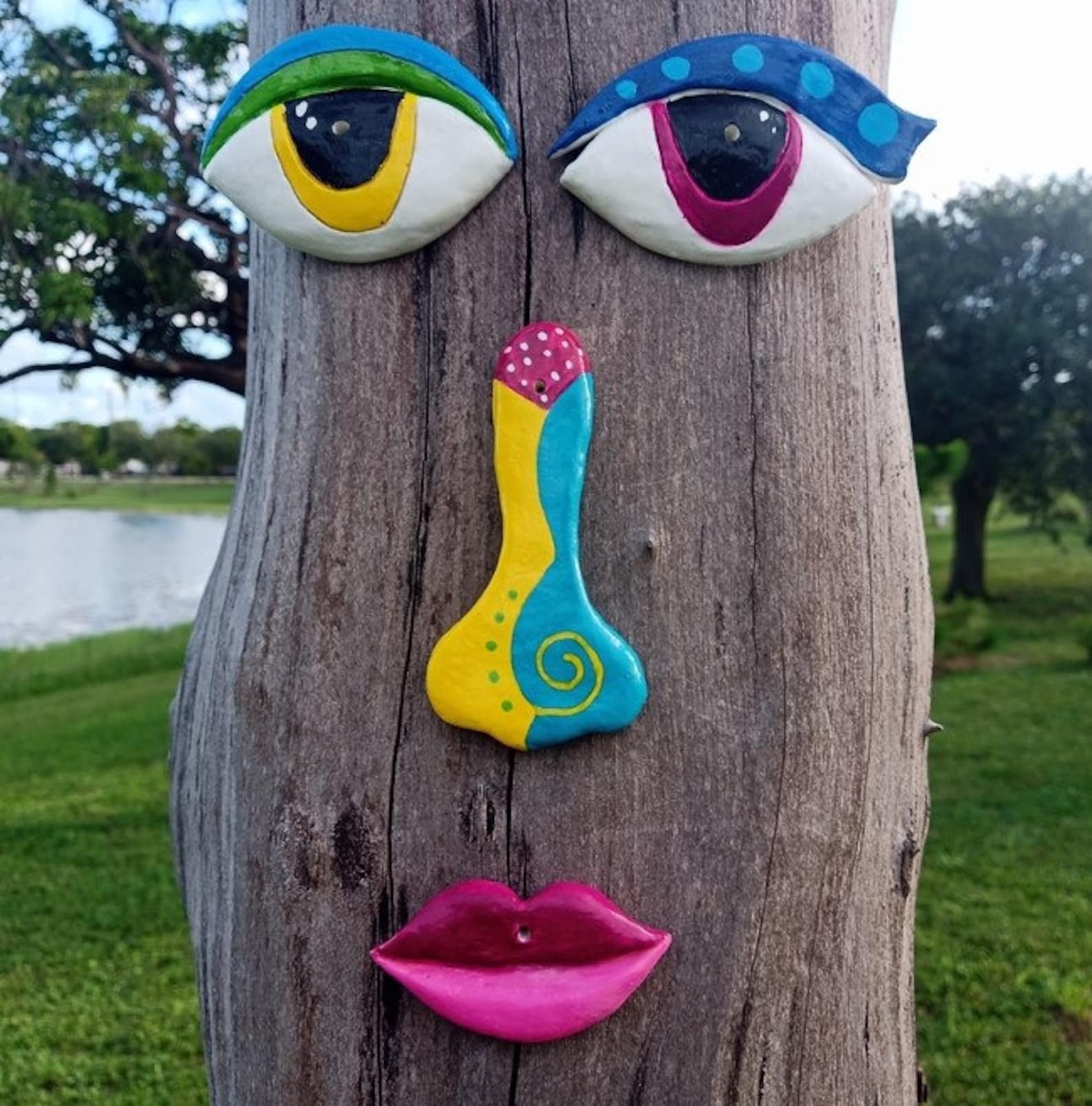 Tree Face Sculpture Eye Catching Style, Handmade by Artist, Decor ...