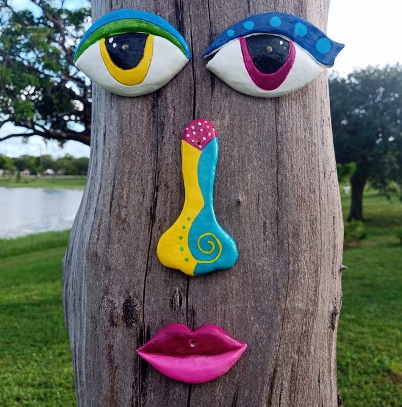 Tree Face Sculpture Eye Catching Style, Handmade by Artist, Decor ...