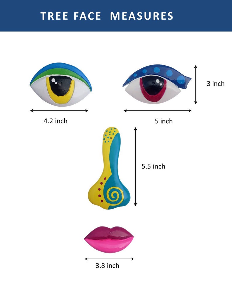 Tree Face Sculpture Colorful Style, Handmade by Artist, Decor Outdoor ...