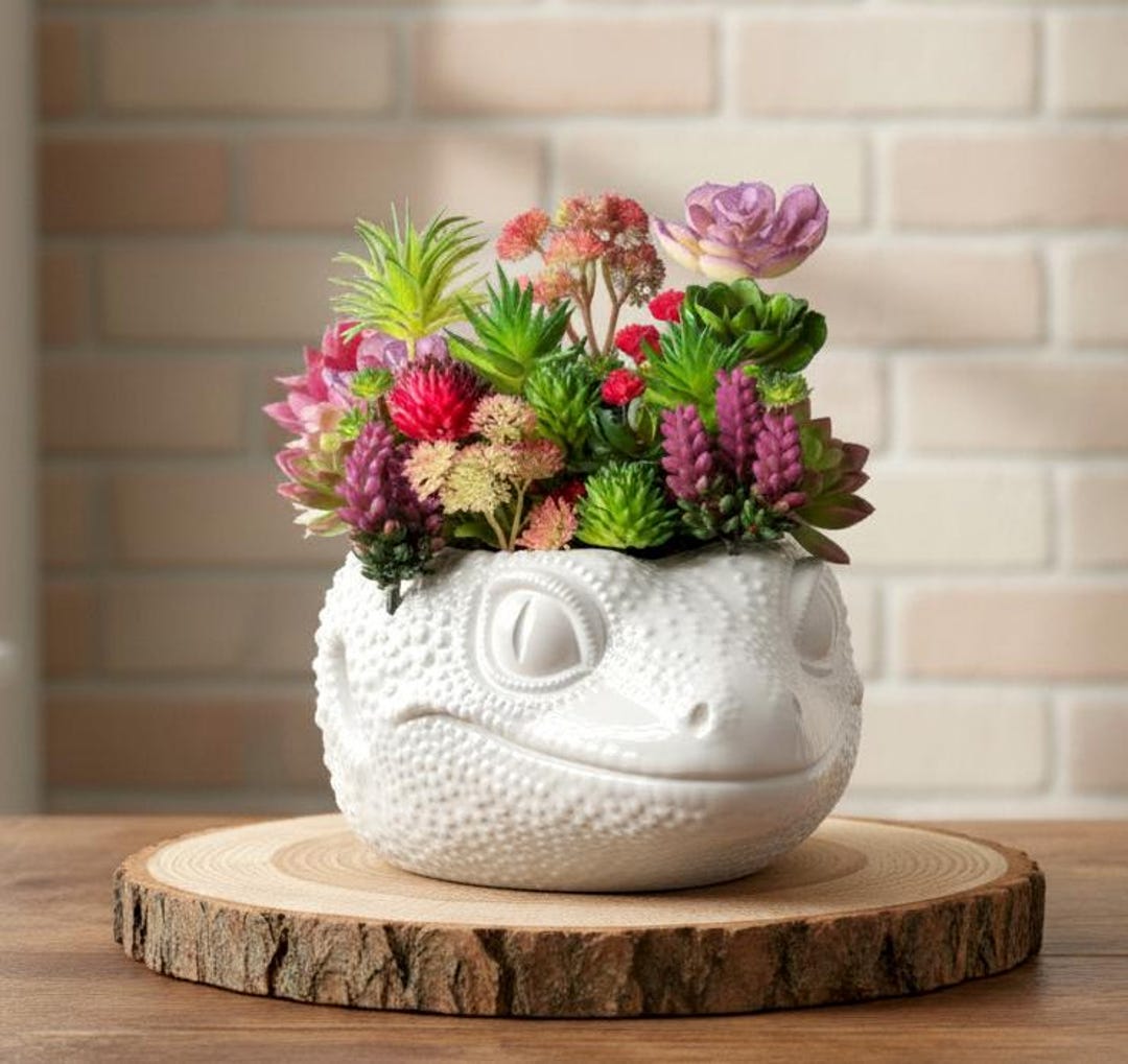 3D Printed Leopard Gecko Planter Pot | Succulent | Gecko Lover Gift ...