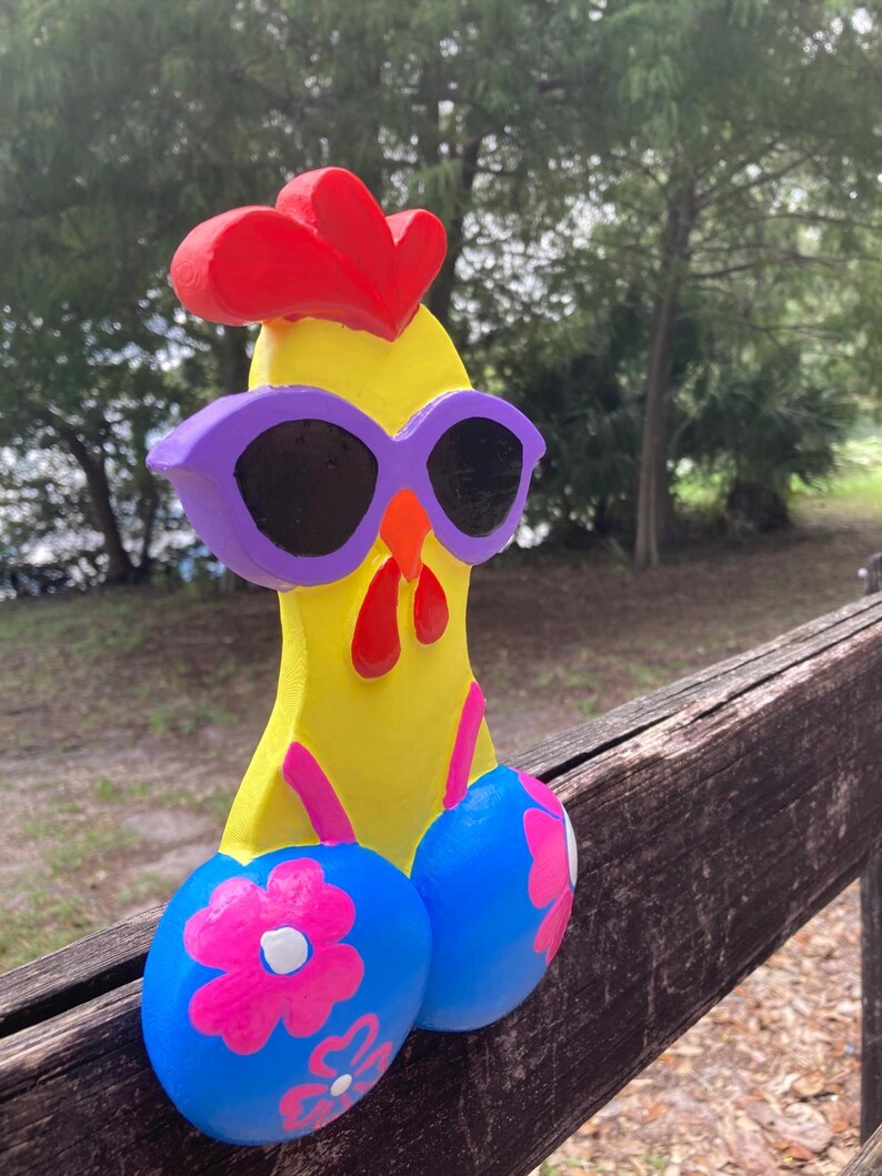 Funny Tropical Bikini Chicken With Shades- Farmhouse Decor Funny Animal ...