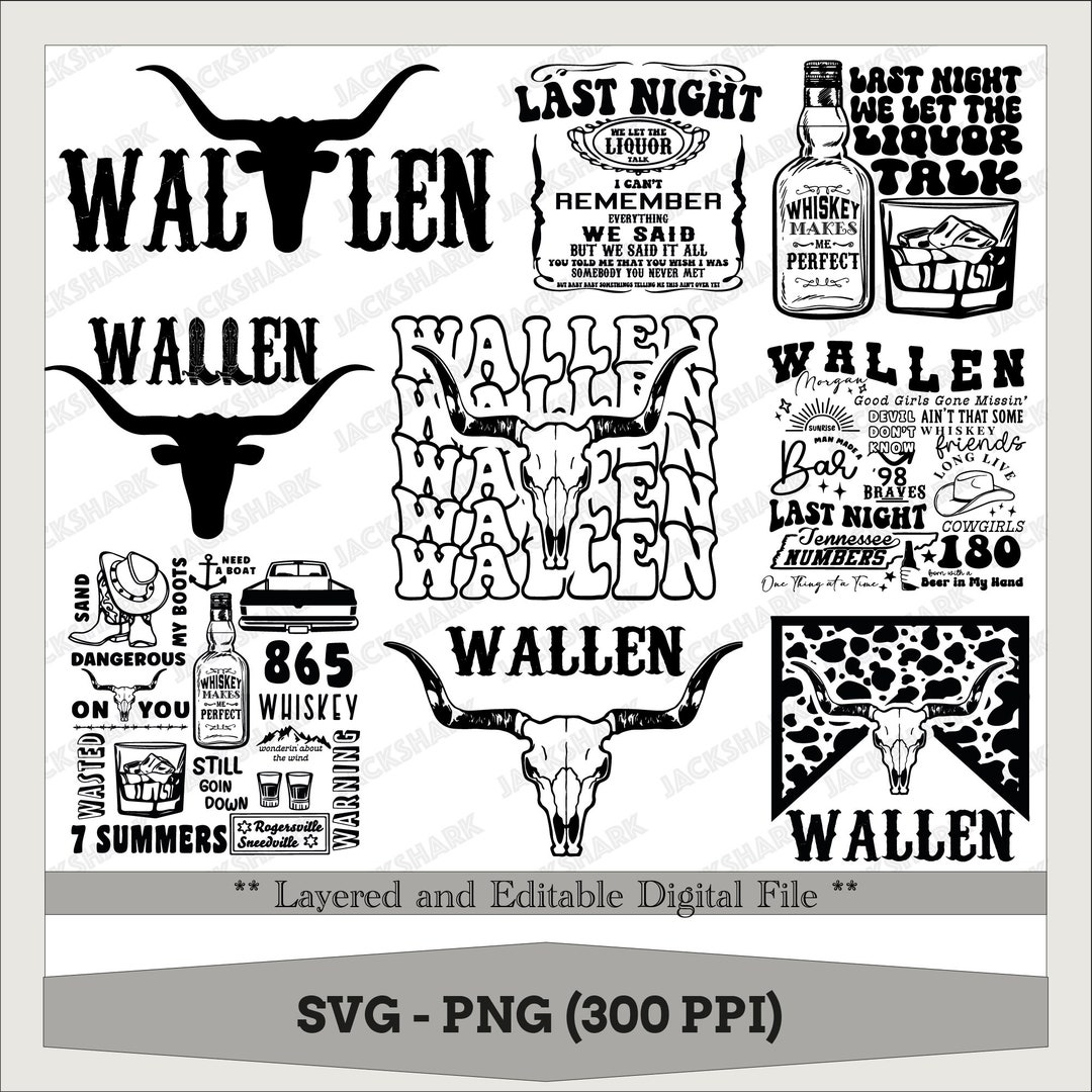 Wallen Bull Skull SVG Bundle, Retro Western Decal (PNG) - Etsy