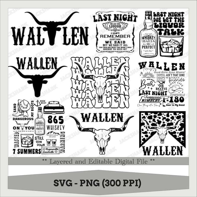 Wallen Bull Skull SVG Bundle, Retro Western Decal (PNG) - Etsy