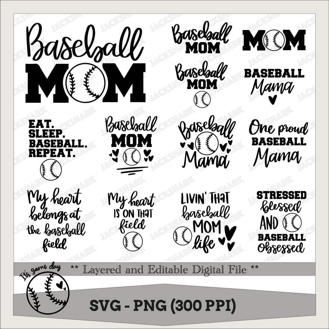 Baseball Mom SVG PNG Bundle, Baseball Shirt Decal (digital File) - Etsy
