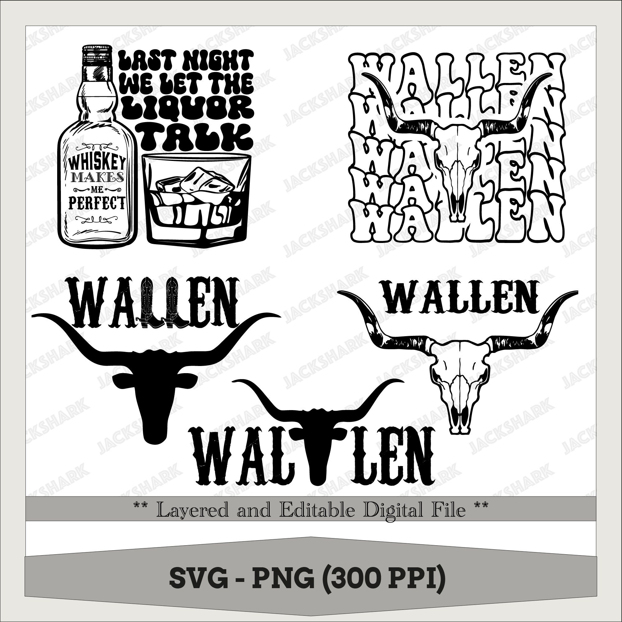 Wallen Bull Skull SVG Bundle, Retro Western Decal (PNG) - Etsy