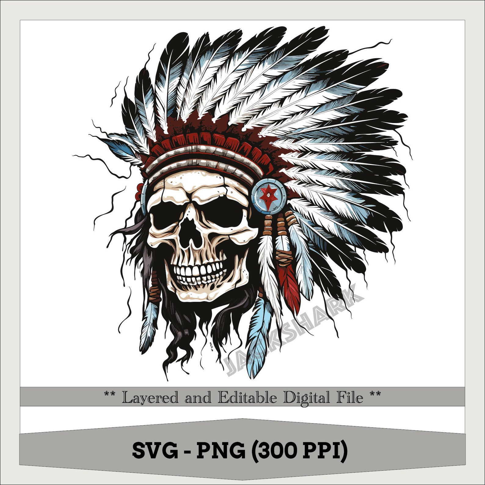 Native American Chief Skull Sublimation Design (SVG & PNG) - Etsy