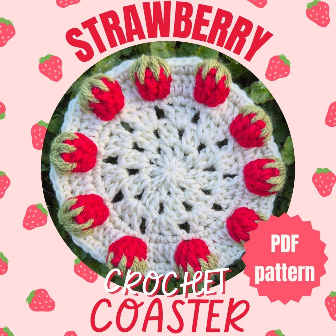 Strawberry Coaster Crochet Pattern – PDF Download | Cute Summer Decor ...