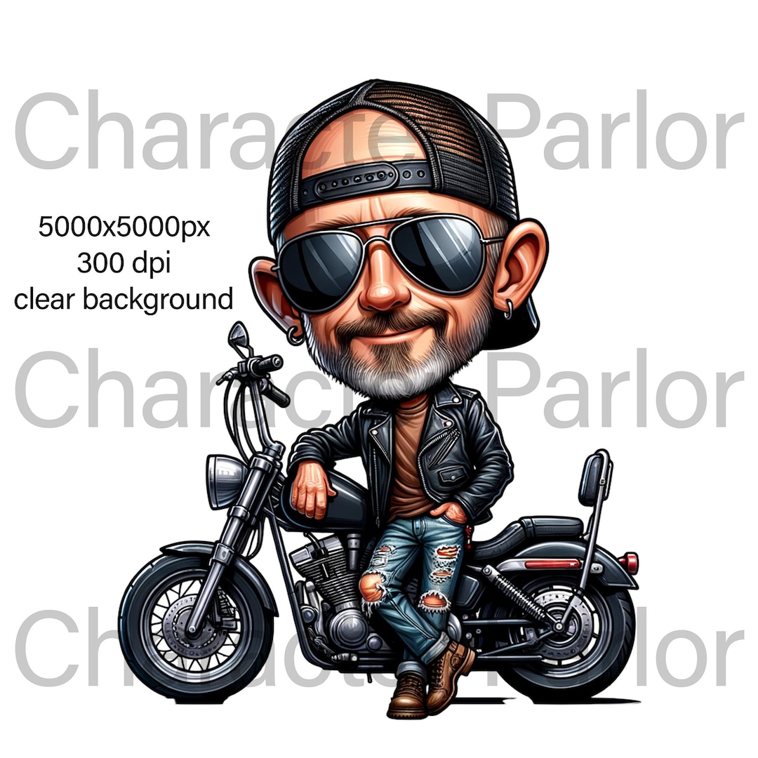 Motorcycle Rider Caricature PNG, Cool Gifts for Biker Guys, Motorbike ...
