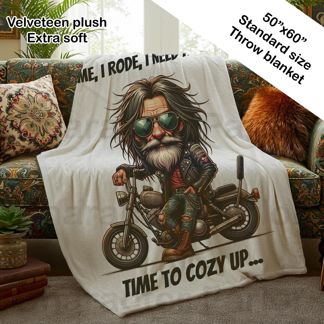 Custom Motorcycle Rider Blanket, Gift for Biker Dad, Funny Velveteen ...