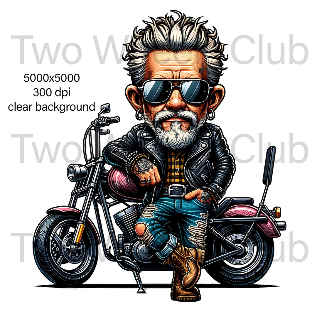 Motorcycle Rider Caricature PNG - Cool Biker Cartoon Gift for Biker Men ...