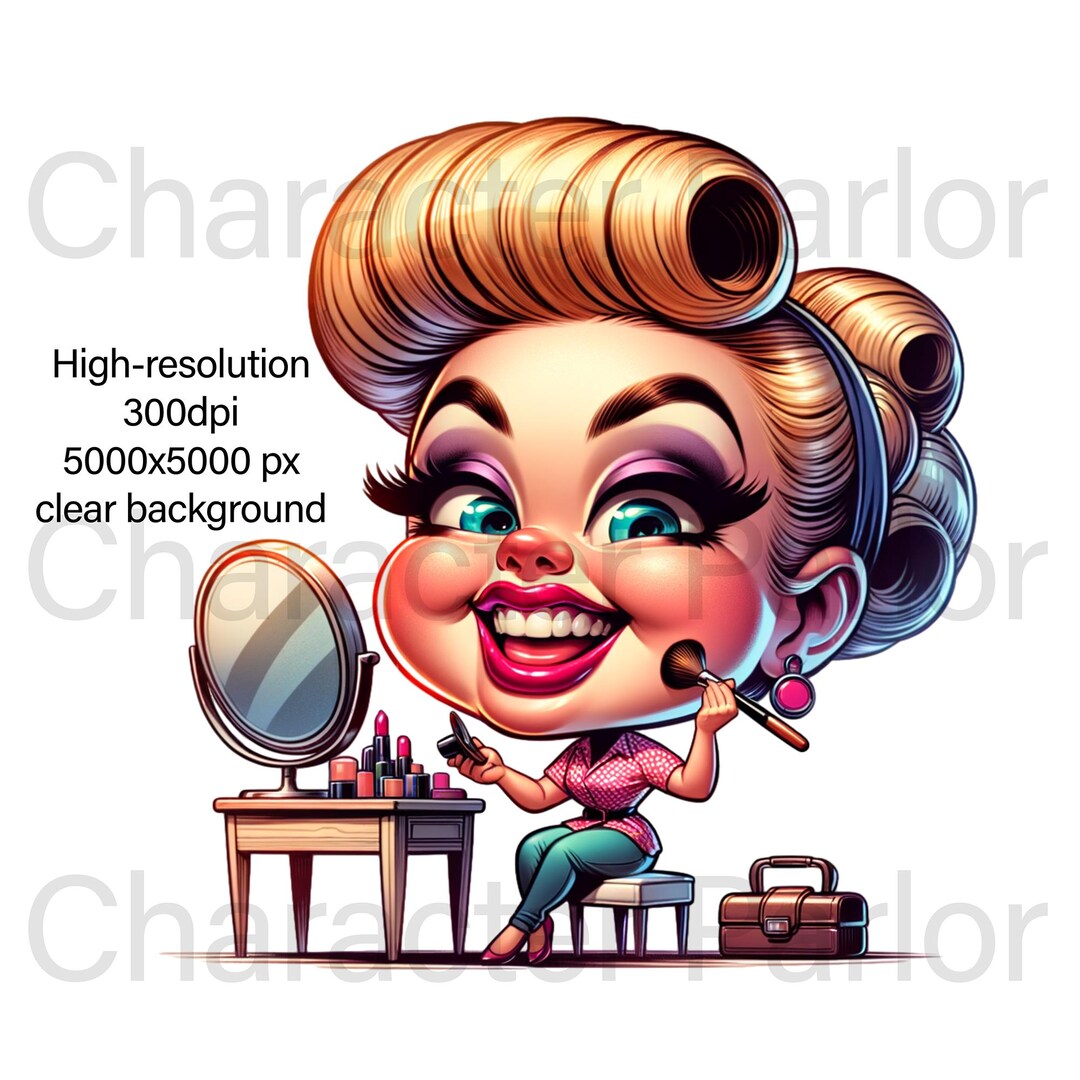 Makeup Artist Caricature Png, Gift for Beauty Specialist, Cute Beauty ...
