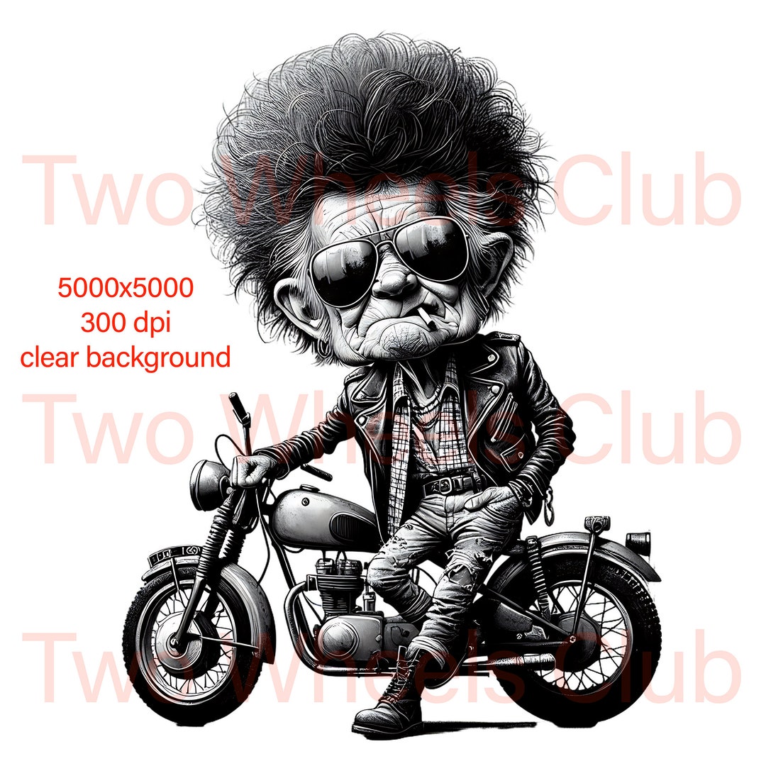 Old Biker Caricature Png, Lone Wolf Rider Digital Drawing, Motorcycle ...