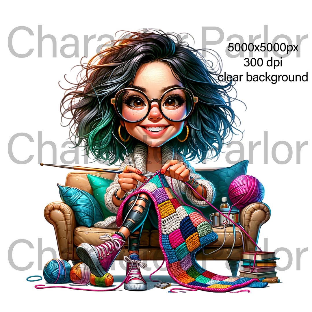 Hobby Cartoon Png, Gift for Crocheter, Gift for Knitter, Art and Craft ...