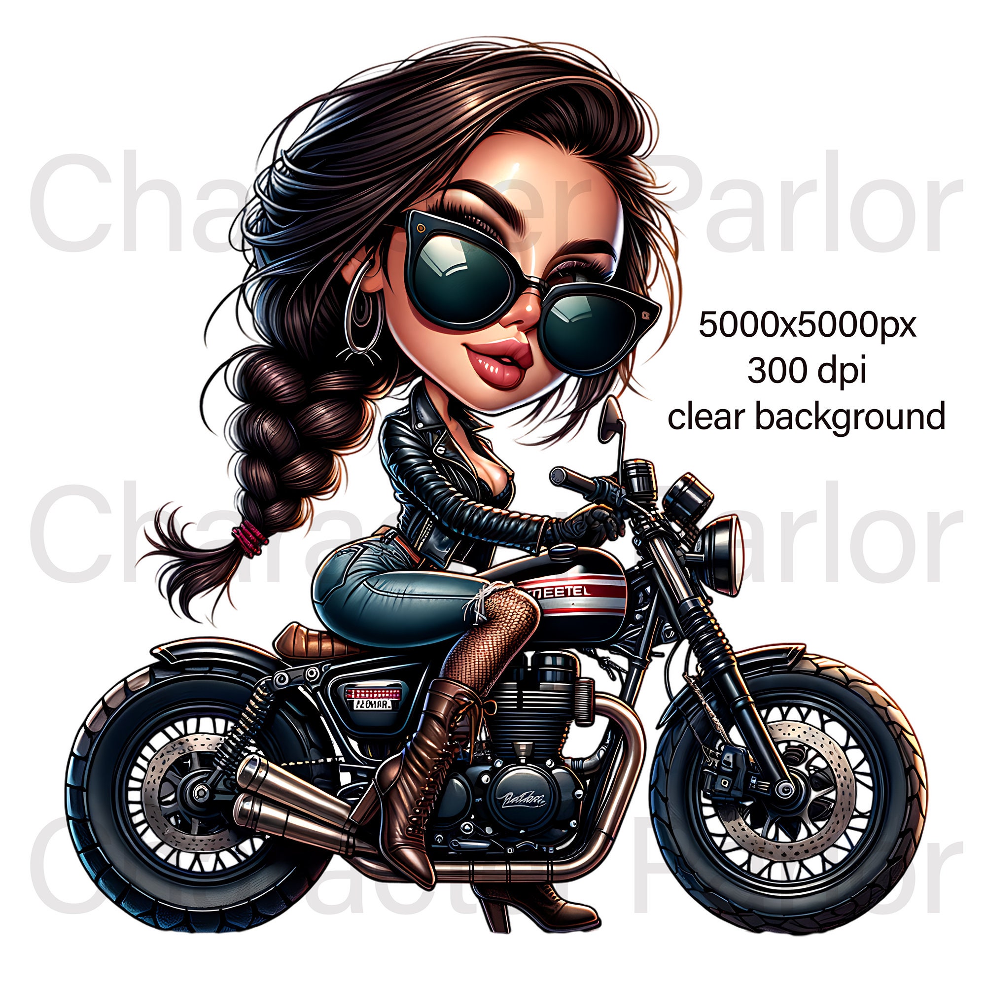 Hot Lady Biker Caricature, Female Biker Cartoon Logo, Gift for Biker ...