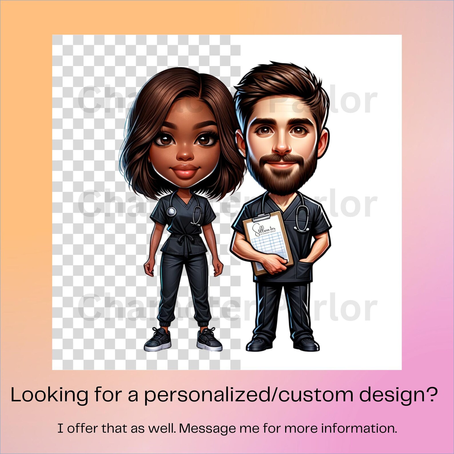 Black Female Nurse Cartoon, Medical Profile Caricature, Healthcare ...