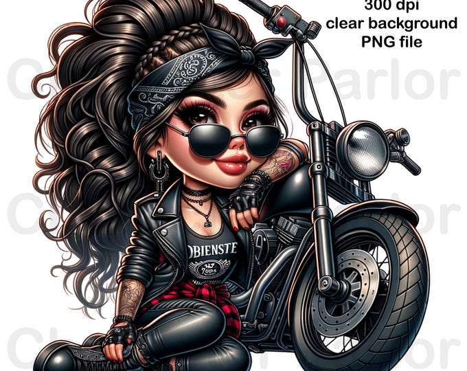 Cool Biker Lady PNG, 12 Fun Motorcycle Grandma Clipart, Quirky Cartoon ...