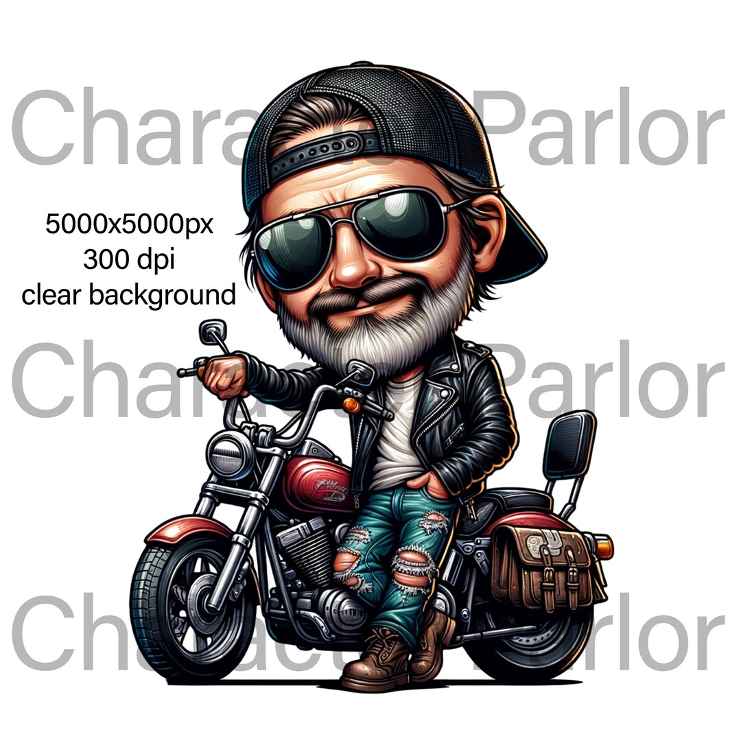 Gift for Motorcycle Biker Png, Motorcycle Rider Cartoon Character, Gift ...
