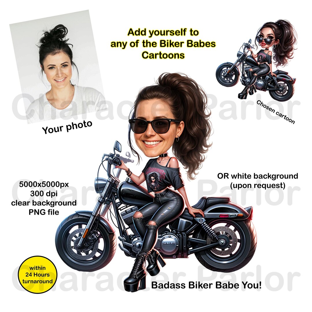 Custom Motorcyclist Cartoon Digital Download – Personalized Motorcycle ...