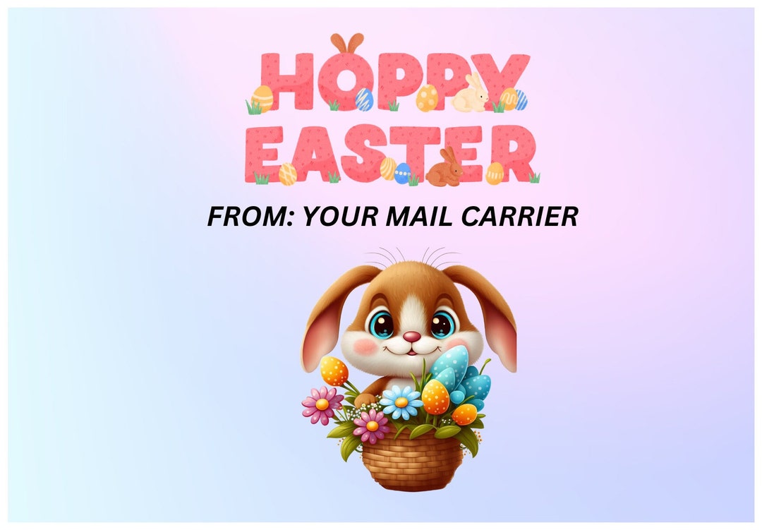 HOPPY EASTER Bunny Wishes From Your Mail Carrier Post It Notepad - Etsy