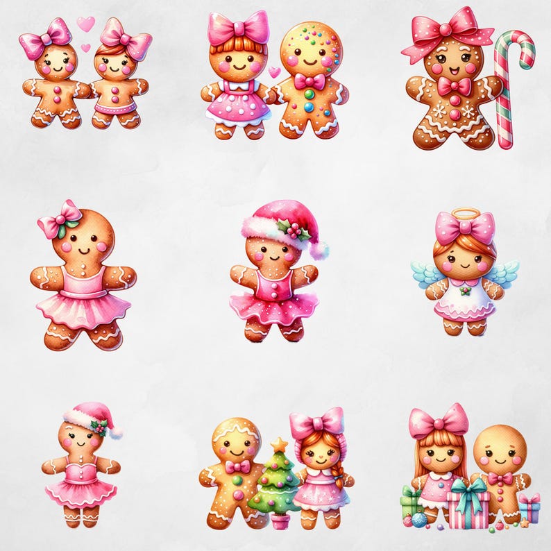 Gingerbread Girl Clipart, Christmas Gingerbread Clipart, Gingerbread ...