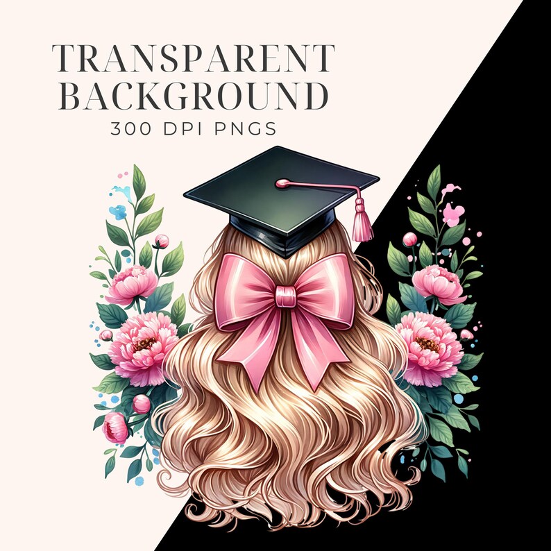 Coquette Graduation Hat PNG, Pink Graduation Bow Png, Watercolour Grad ...