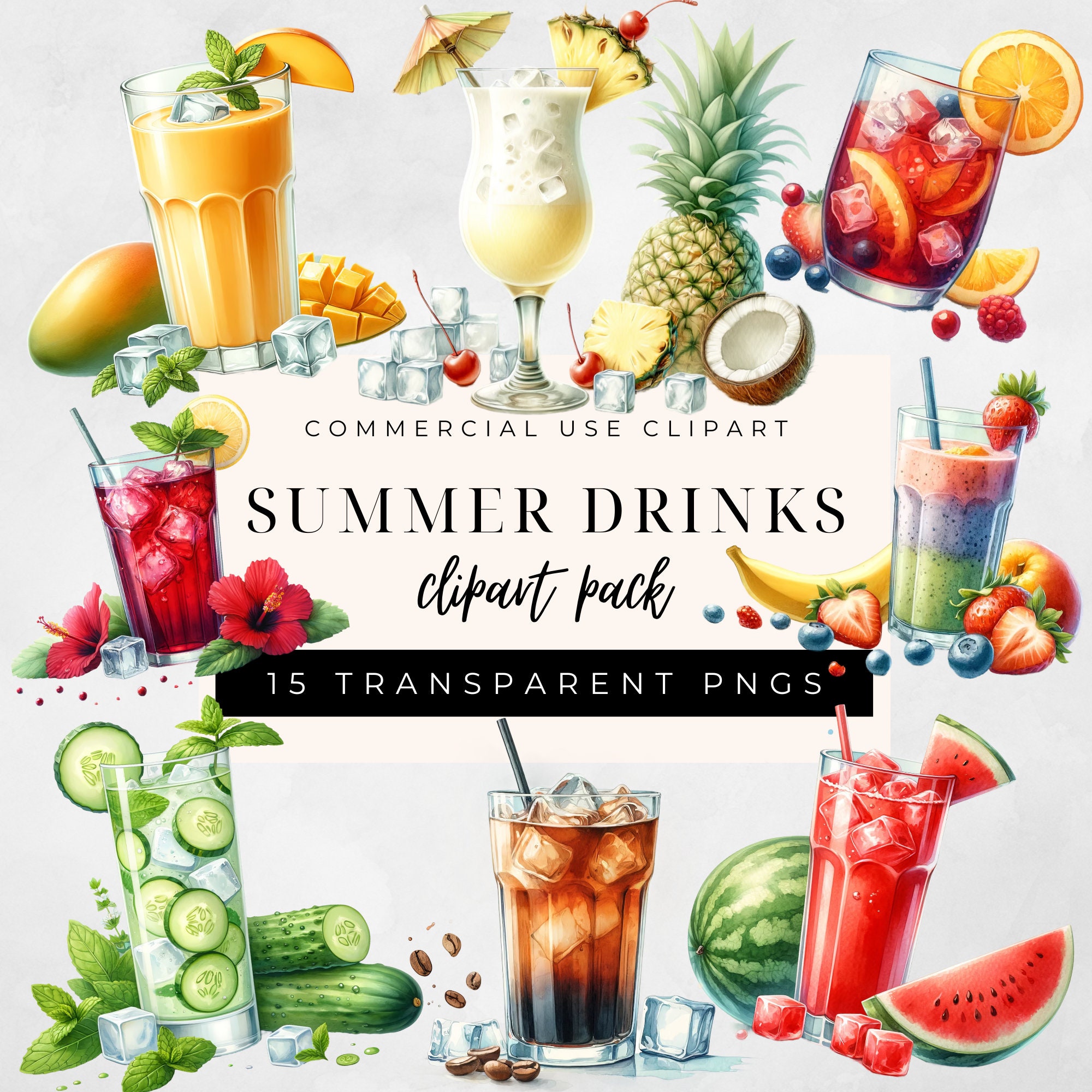 Summer Drinks Clipart, Summer Cocktail, Lemonade Png, Cocktails Clipart ...
