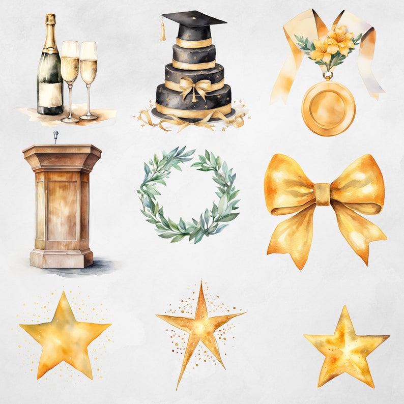 Graduation Clipart, Cap and Gown, Diploma, Grad Cap, Graduation Clip ...