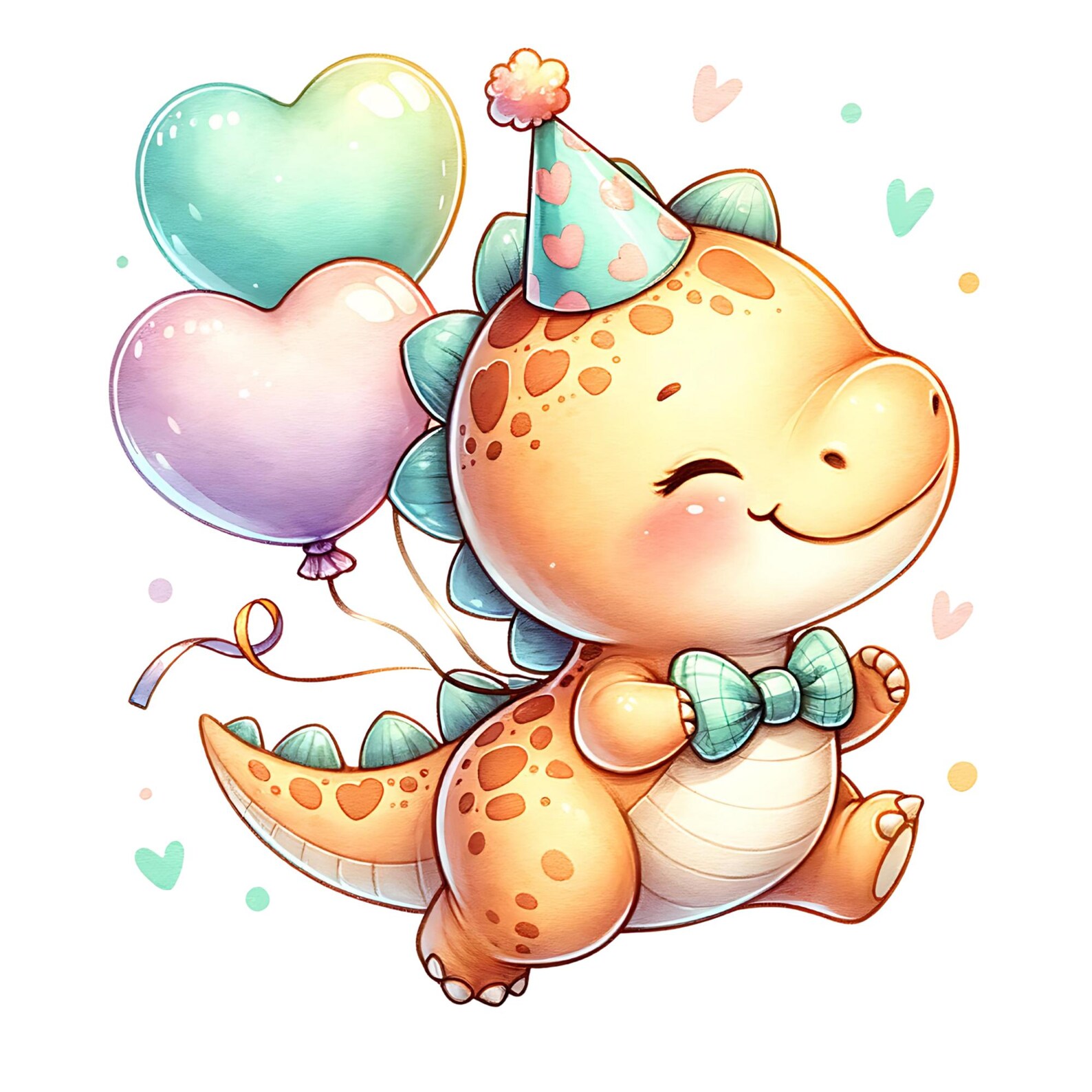 Cute Dinosaur Birthday Party Clipart, Watercolour Dinosaurs, Dino Clip ...