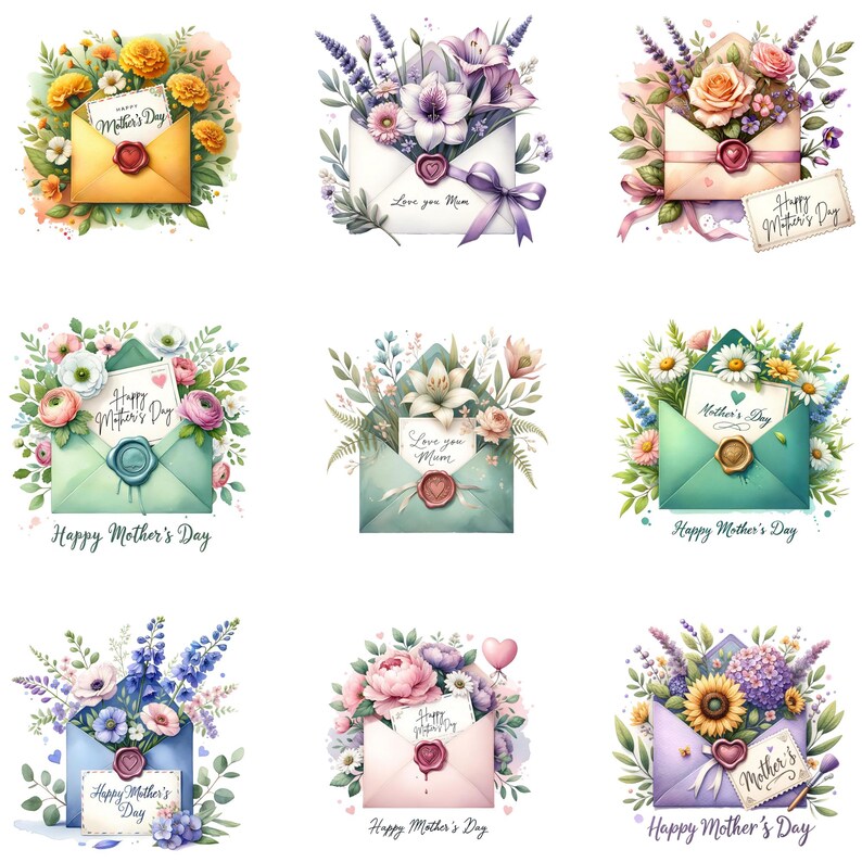 Happy Mother's Day Clipart Bundle, Mother's Day PNG Graphics, Mother's ...