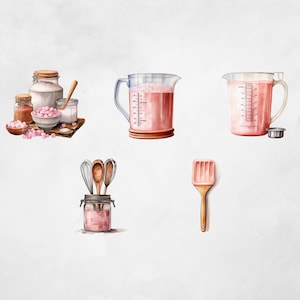 Watercolor Baking Clipart, Baking Supplies Png, Home Bakery Logo ...