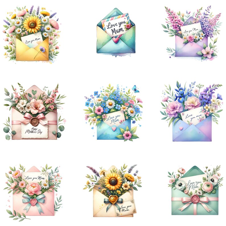 Happy Mother's Day Clipart Bundle, Mother's Day PNG Graphics, Mother's ...