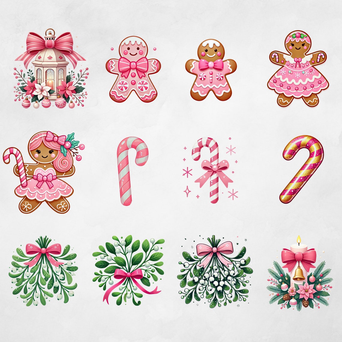 Pink Christmas Clipart, Pink Png, Gingerbread Clipart, Pink Ornament ...