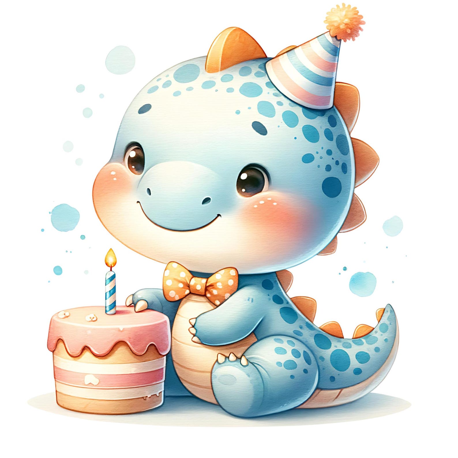 Cute Dinosaur Birthday Party Clipart, Watercolour Dinosaurs, Dino Clip ...