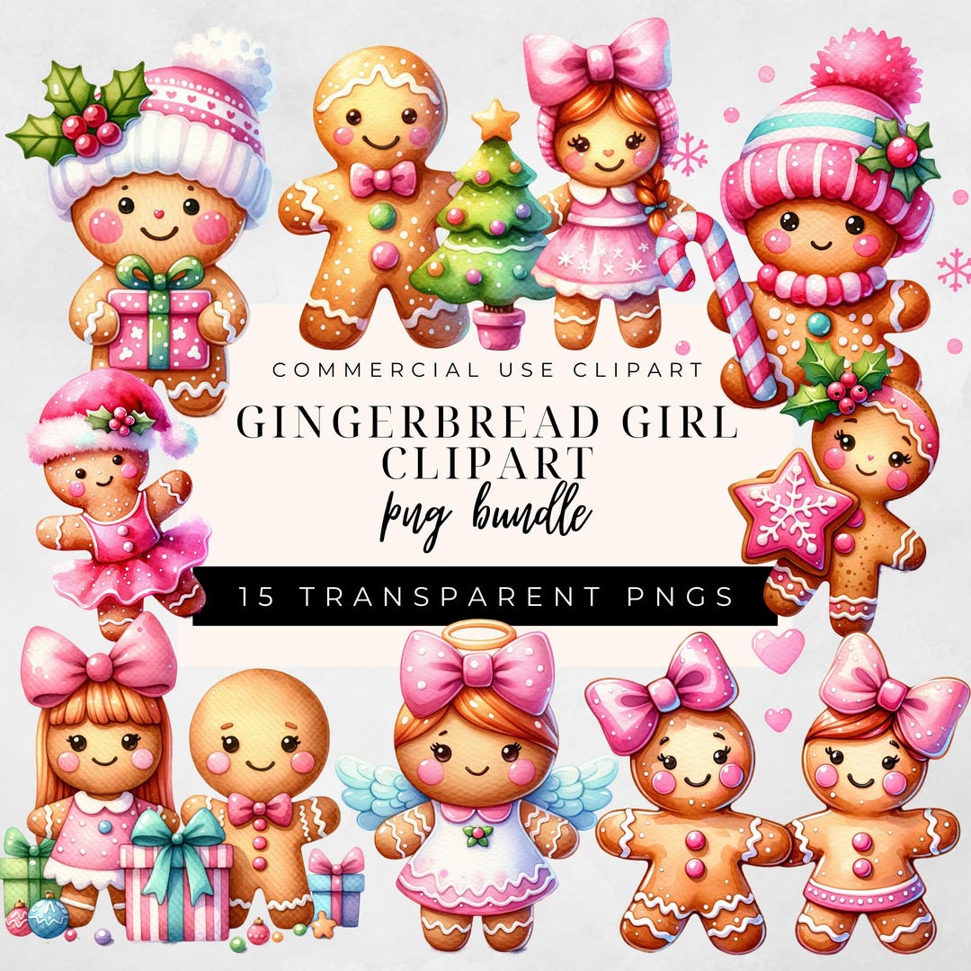Gingerbread Girl Clipart, Christmas Gingerbread Clipart, Gingerbread ...