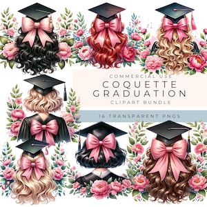 Coquette Graduation Hat PNG, Pink Graduation Bow Png, Watercolour Grad ...