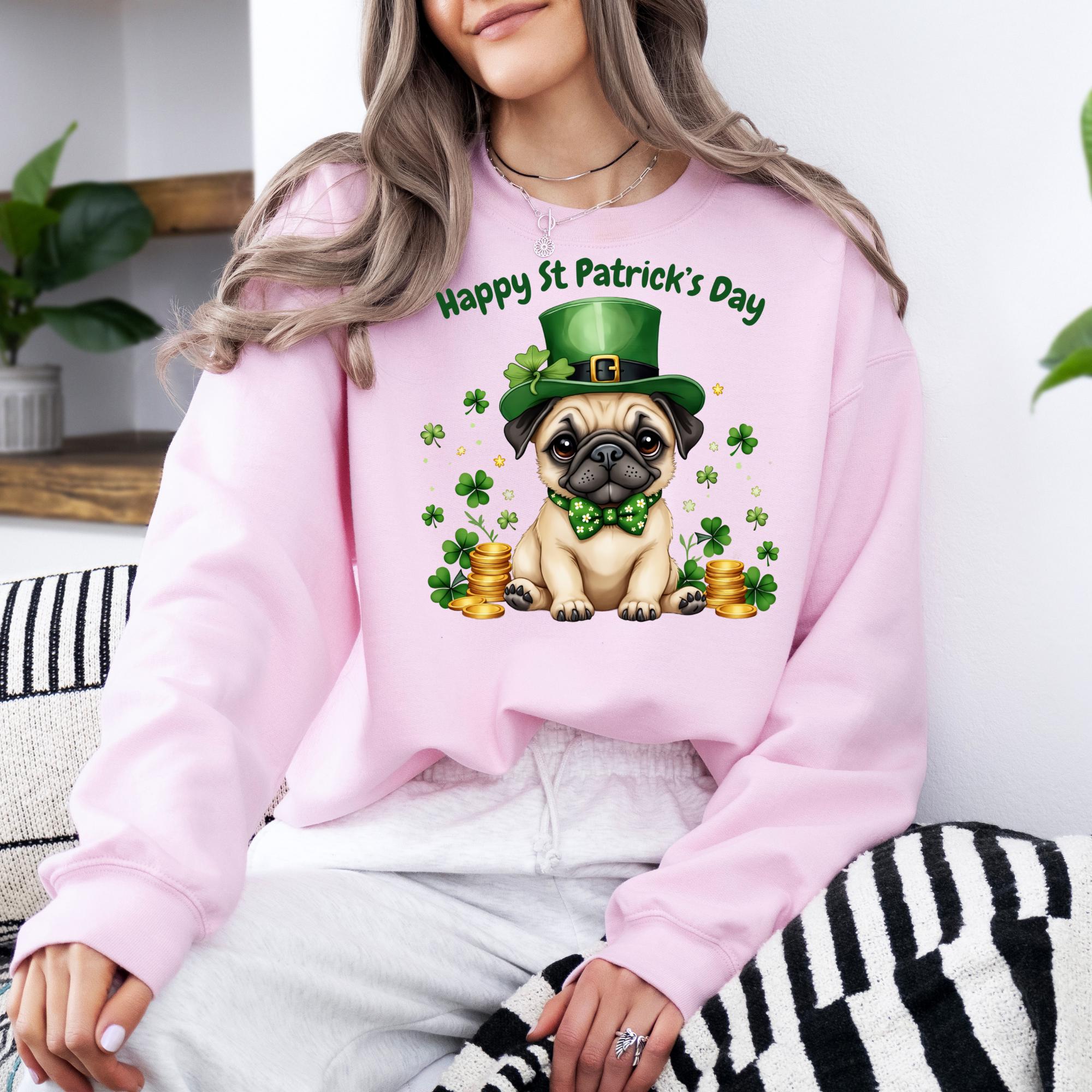 St Patrick's Day Pug Clipart PNG, Pug Gifts, Dog Breeds Shirt, Cute St ...